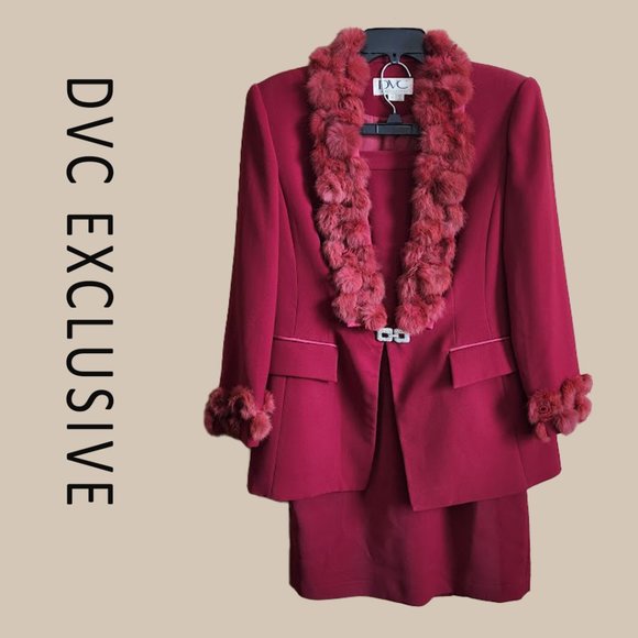DVC | Dresses | Burgundy Dvc Exclusive Church Suit With Faux Fur | Poshmark